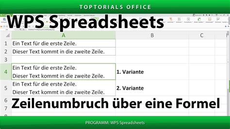 Zeilenumbruch über Eine Formel Wps Spreadsheets Toptorials