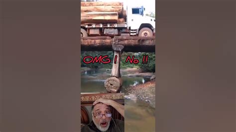 extremely dangerous logging truck fails stupid truck crossing on