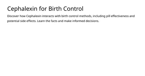 Cephalexin For Birth Control Medsis