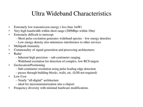 Ppt Ultra Wide Band Uwb Technology And Applications Powerpoint Presentation Id3388558