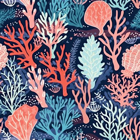 Colorful Coral Reef Pattern Premium Ai Generated Vector
