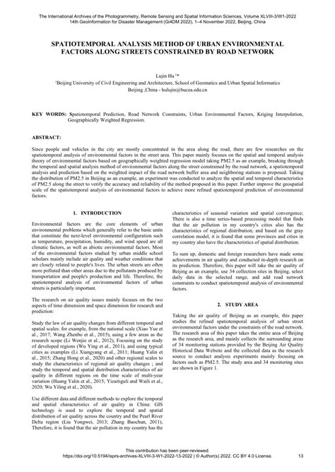 Pdf Spatiotemporal Analysis Method Of Urban Environmental Factors