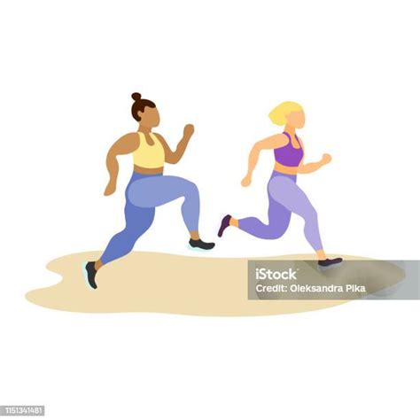 달리기 사람들 바디 포지티브 러너 모션에서 그룹입니다 건강한 생활방식에 대한 스톡 벡터 아트 및 기타 이미지 건강한 생활방식 경쟁 과체중 Istock