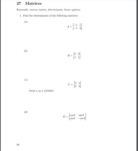 Solved Keywords Inverse Matrix Determinants Linear Chegg Com