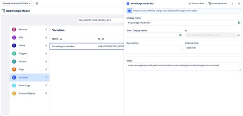 setting the knowledge model key variable for the case centric shipped