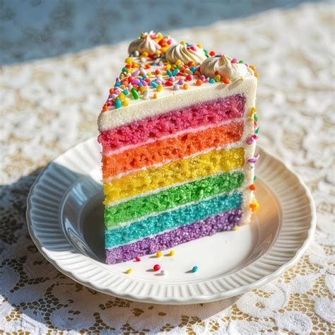 Slice Of Rainbow Cake With Sprinkles Stock Illustration Illustration