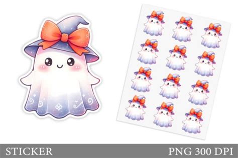 Cute Ghost Sticker Halloween Sticker Graphic By Shishkovaiv · Creative
