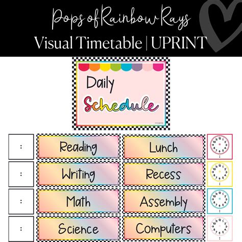 Editable Visual Timetable Classroom Management Uprint Pops Of Ra