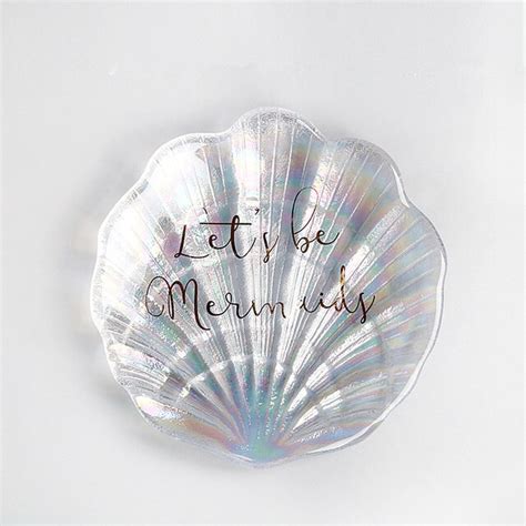 Mermaid Shell Glass Plate Dish Small Fancy Jewelry Vicedeal