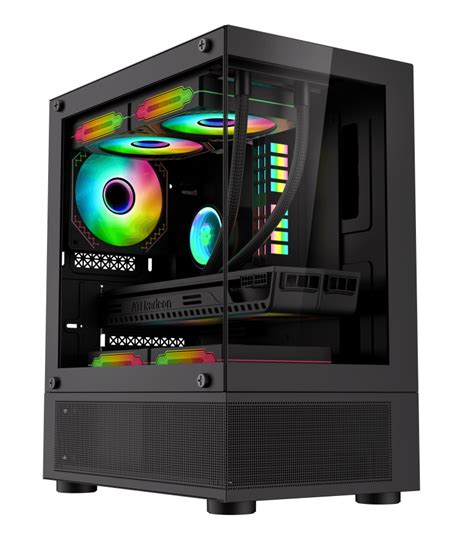 Coolman Reyna Black M Atx Itx Pc Case With 3 Pre Installed Color Fans