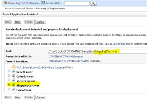 weblogic12c essentials certification weblogic application deployment