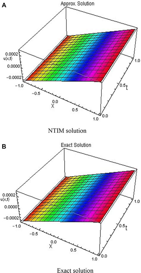 3d plots obtained by the first order a ntim and b exact solution