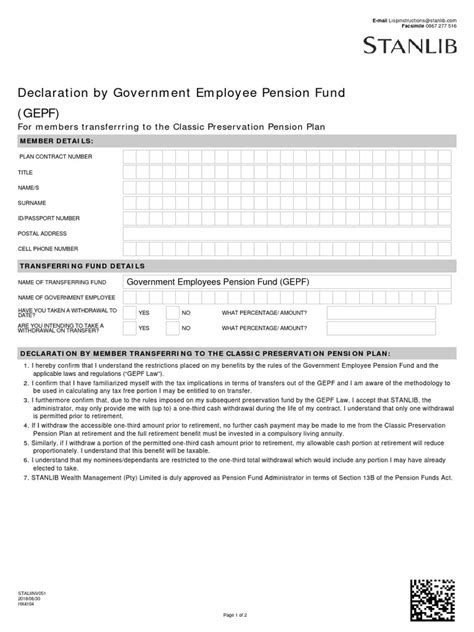 Declaration By Government Employee Pension Fund Gepf Pp Pdf Pension Retirement