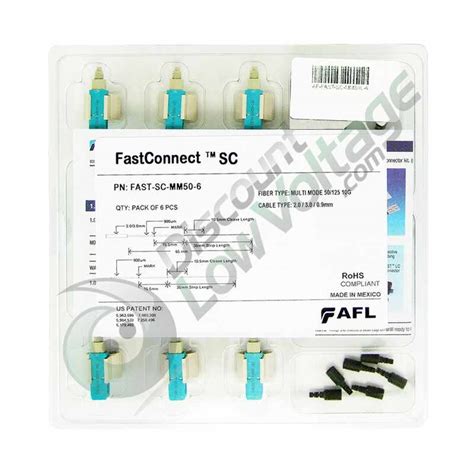 DISCONTINUED AFL SC Multimode Connector 50 125 FAST SC MM50 6 6 Pack