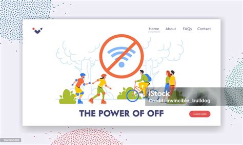 디지털 해독 방문 페이지 템플릿입니다 인터넷에서 무료로 공원에서 쉬고 있는 캐릭터 남자와 여자 걷기 자전거 타기 개념에 대한 스톡 벡터 아트 및 기타 이미지 Istock