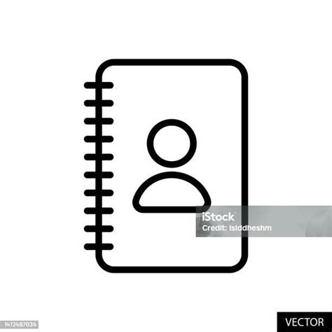 연락처 책 주소록 전화 번호부 흰색 배경에 격리 된 라인 스타일 디자인의 연락처 관리 개념 벡터 아이콘 편집 가능한 스트로크 개념에 대한 스톡 벡터 아트 및 기타 이미지