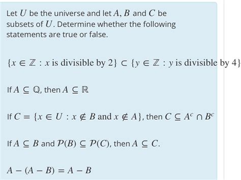 Answered Let U Be The Universe And Let A B And… Bartleby