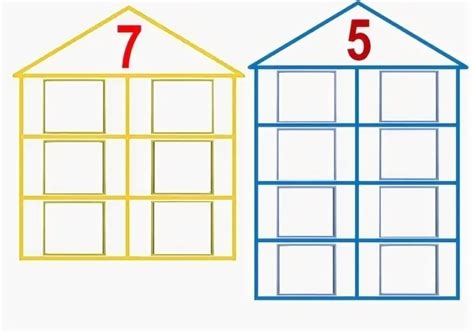 Шаблон пустые числовые домики состав числа до 10 50 фото