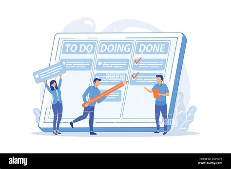 Tiny Business People And Manager At Tasks And Goals Accomplishment Chart Task Management