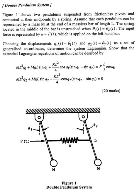 double pendulum system figure 1 shows two pendulums suspended from frictionless pivots and