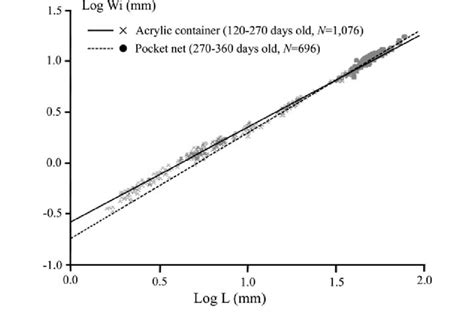 Morphometric Relationship Between Log Shell Length Log L And Log Download Scientific Diagram
