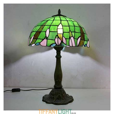 Handcrafted Green Stained Glass Table Lamp Tiffany Style Desk Light