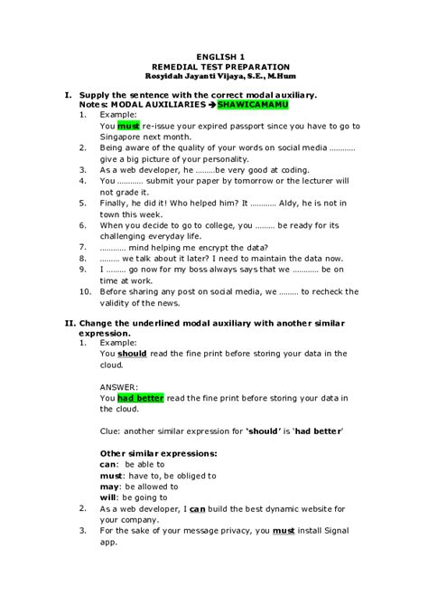 Pdf English 1 Remedial Test Preparation