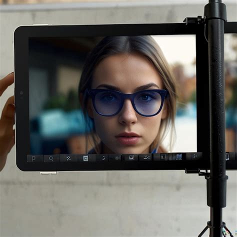 Young Female Blogger On Camera Screen Premium Ai Generated Image