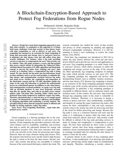 A Blockchain Encryption Based Approach To Protect Fog Federations From