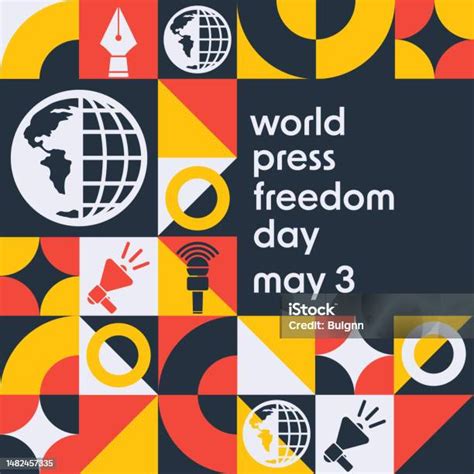 세계 언론 자유의 날 5월 3일 휴일 개념 배경 배너 카드 텍스트 비문이있는 포스터용 템플릿 벡터 Eps10 그림입니다 3가지