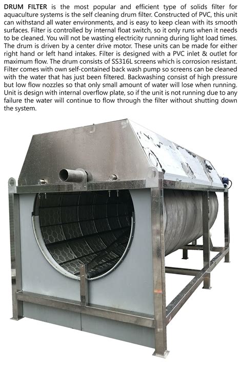 Recirculating Aquaculture Drum Filter Self Cleaning