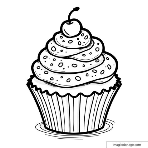 Coloriage Gourmandise Cupcake Avec Cerise