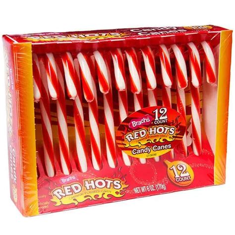 Brachs Red Hots Candy Canes 12 Piece Box Candy Warehouse