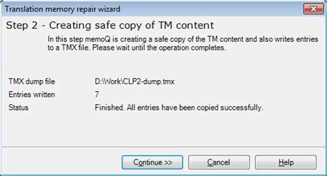 Translation Memory Repair Wizard Memoq