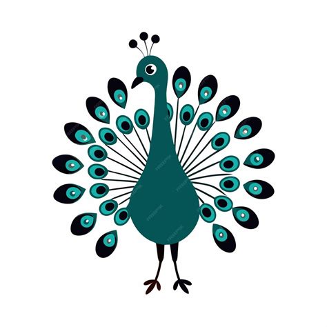 A Drawing Of A Peacock With Green And White Feathers Premium Ai Generated Vector
