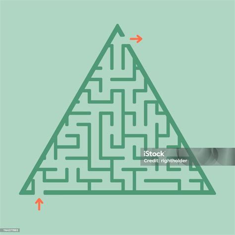 추상 삼각형 미로 아이들을위한 게임 아이들을위한 퍼즐 입구 1개 출구 1개 미로 수수께끼 색상 배경에서 격리된 플랫 벡터