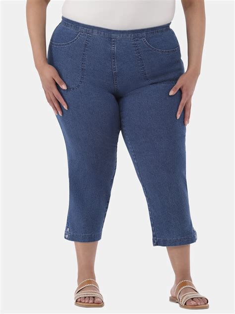 Jms Just My Size By Hanes Womens Plus Snap Hem Pull On Cropped Pants