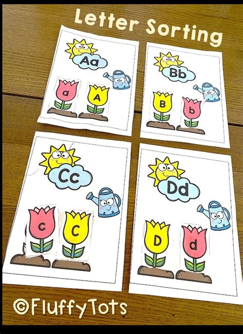 Spring Letter Matching Sorting For Preschool Literacy Activities Literacy Activities Preschool