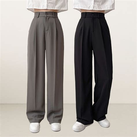 2color뒷밴딩 원버튼 핀턱 하이웨스트 롱 와이드 슬랙스 에이블리