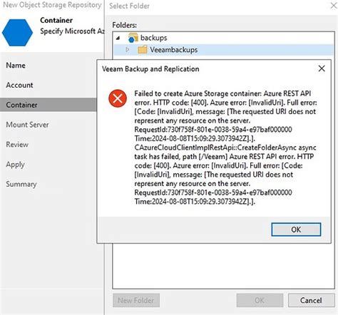 Veeam Azure Blob Storage Error Data Storage Backup And Recovery Spiceworks Community