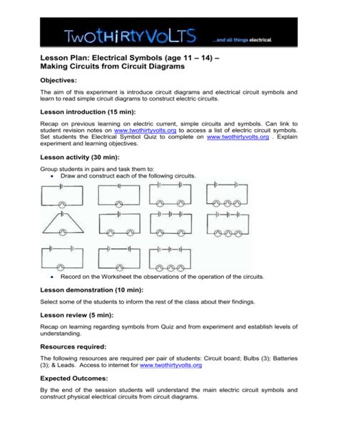 Simple Electric Circuit Diagram Class 10