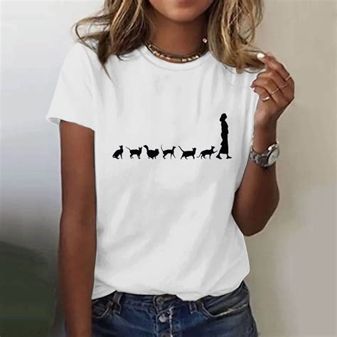 Bilikeyu Womens Round Neck Short Sleeved T Shirt Graphic Tees For