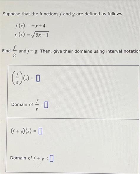Solved Suppose That The Functions F And G Are Defined As