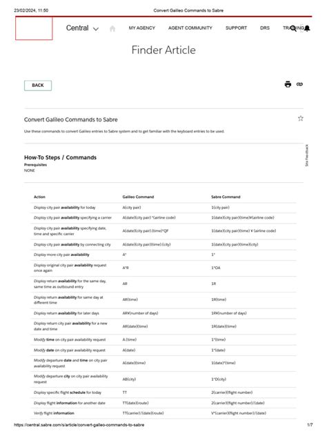 Convert Galileo Commands To Sabre 01 Pdf Currency Airlines