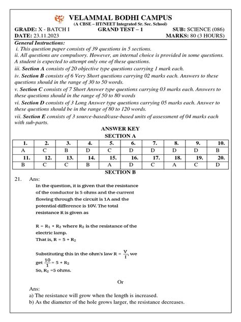 X Batch I Science Answer Key Pdf Nervous System Zinc