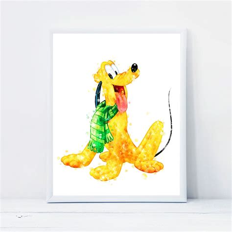 Poster Pluto Watercolor Disney Pluto Print Pluto Poster Mickey Mouse Printable Art Pluto