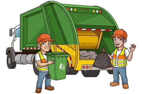 Dustmen Picking Up Trash Cartoon Vector Clipart Friendlystock