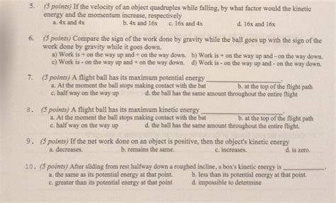 solved 5 5 points if the velocity of an object quadruples