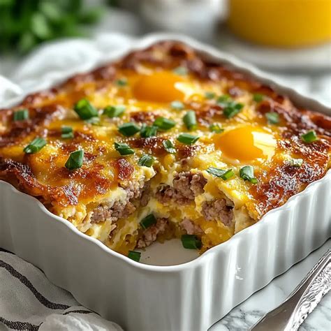 Irresistible Sausage Egg And Hash Brown Breakfast Casserole