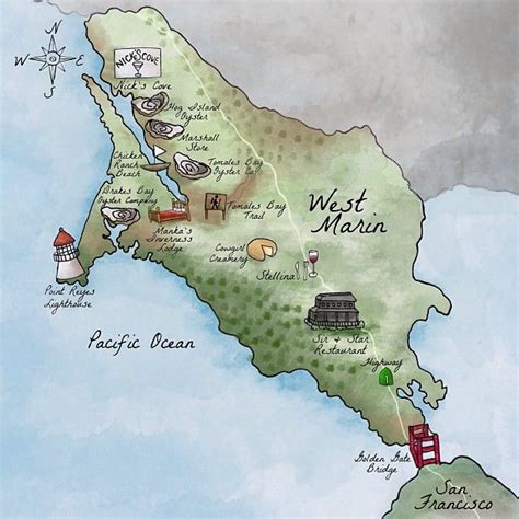 Illustration By Rachelryle Tomales Bay Marines California Map
